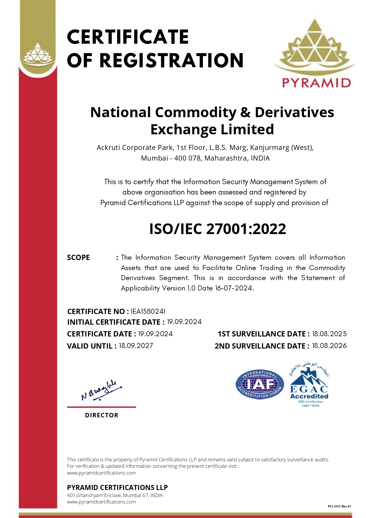 ISO 27001:2022 Certification | NCDEX.com